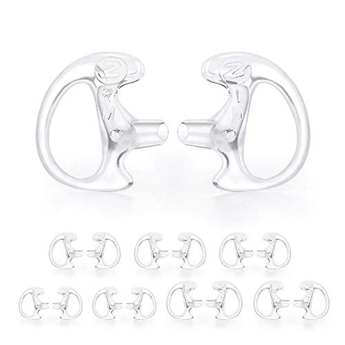 Zeadio Radio Replacement Earmold Earpiece, Soft Silicone Earmould Earbud Earplug for Walkie Talkie Acoustic Earpiece Headset, Two-Way Radio Coil Tube Audio Kits - Clear [8-Pair]