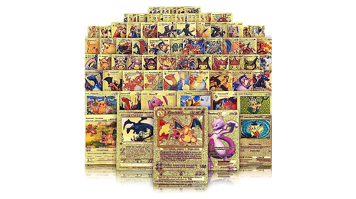 Ultra Rare 55 PCS Gold Cards Packs Vmax DX GX Rare Golden Cards TCG ...