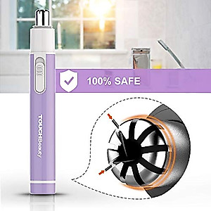 TOUCHBeauty Ear Nose Hair Trimmer for Women |Metal Cover, Safe Cutter System, Mini Pen-Sized, Battery Powered Violet Color 0656