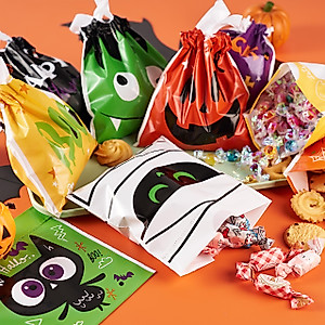 JOYIN 108 Pcs Halloween Drawstring Treat Bags with 9 Character Designs, Mini Halloween Goodie Gift Bags, Trick or Treat Candy Bags for Halloween Party Favor