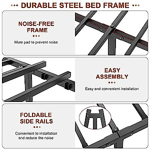 Pliwier Twin Size Metal Platform Bed Frame,14" High Bed Frame with Headboard, Premium Steel Slat Support, No Box Spring Needed, Anti-Slip, Easy Assembly