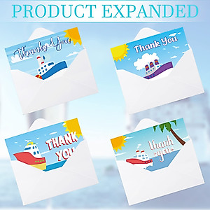 Epakh 12 Pack Cruise Thank You Cards with Envelopes, Nautical Theme, Multicolor, 10 x 15 cm, Suitable for Birthday, Wedding, Graduation, Thank You