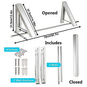 Dehomy Clothes Drying Rack Indoor/Outdoor Wall Mounted Folding Aluminum Folding Clothes Hanger Hanging on Bathroom,Bedroom Balcony and Laundry,Home Storage Organizer (2 Pack)