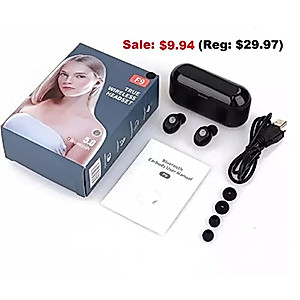 ActivePur Wireless F9 TWS Stereo Earbuds Bluetooth with 2000 mAh, Wireless Charging Case, Easy Pairing, LED Charge Display, Noise Cancelling, Phone Calls, IPX4 Waterproof.