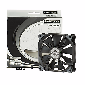 Phanteks Black Frame/Black Blades 120mm, Case & Radiator Fan-Retail Cooling PH-F120SP_BBK Black/Black