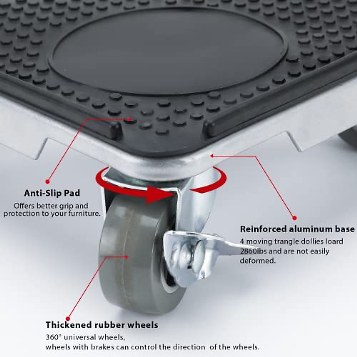 Insdawn Furniture Sliders Moving Dolly 3 Wheels Heavy Duty Furniture Movers Easy Furniture Lifter Mover Tool Set 4 Pack for Heavy Object 800LBs Load Capacity