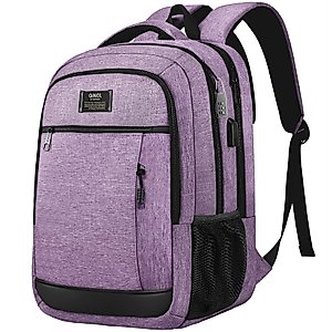 QINOL Travel Laptop Backpack Business Anti Theft Laptop Backpack with USB Charging Port, Large Computer Bag for Men Women(Purple,15.6inch)