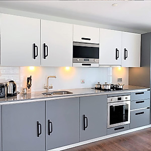 Westablize 12 Pack 5 Inch 128 mm Matte Black Cabinet Handles Aluminum Drawer Pulls Sliding Door Pulls