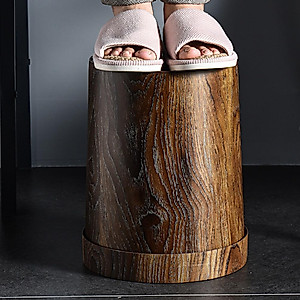 Hotel Kitchen Waste Bins Decorative Round Trash Can Plastic Wood Small Wastebasket Garbage Container Bin Trash Can Pail for Bathroom Kitchen Garbage Containers Indoor Bathroom Waste Basket