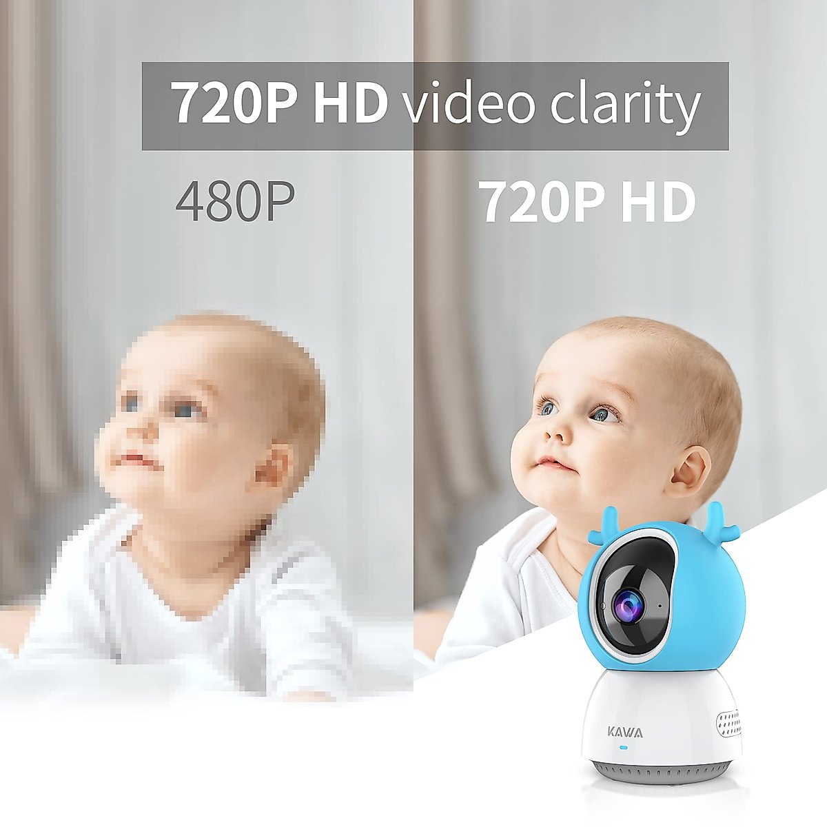KAWA 720P Add-on Baby Camera, Compatible with S6 only, Video Baby Monitor with Camera and Audio, No WiFi, Loop Recording, 110° Wide Angle, 1000ft Range, 2X Zoom, 2-Way Audio S6-C (Monitor Not Include)