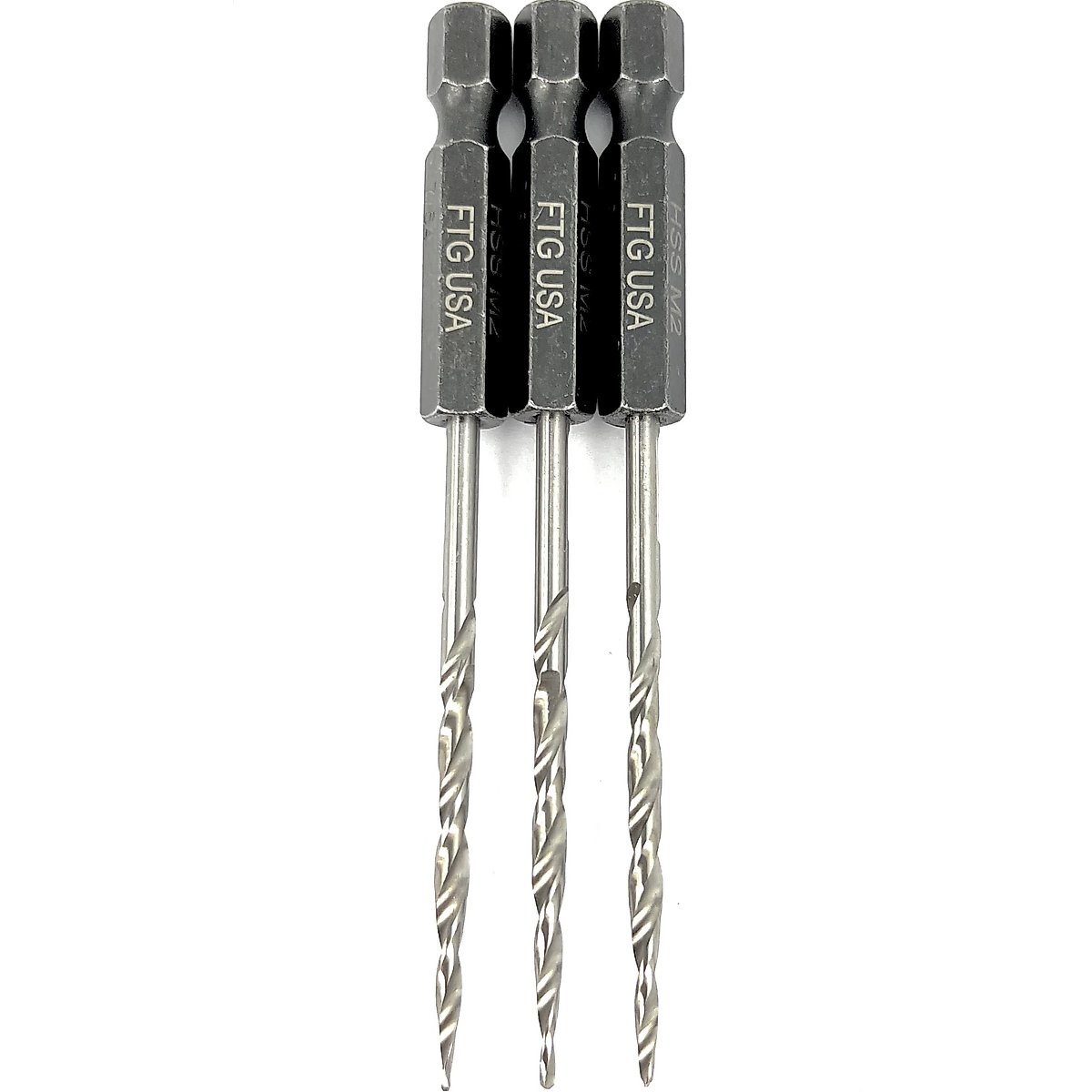 FTG USA Tapered Countersink Drill Bit Set 3 Pc #4 (7/64") Tapered Drill Bit Replacement, Countersink Bit Same Size for Wood Countersink Drill Bits