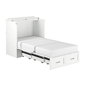 Bowery Hill Wood Twin Extra Long Murphy Bed Chest in White