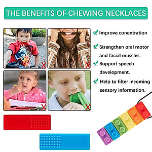 Chew Necklaces for Sensory Kids,5 Packs Sensory Chew Necklaces,Autism Chewy Necklace Sensory for Boys Girls Adults with ADHD,Biting Needs,Oral Motor Chewy Stick