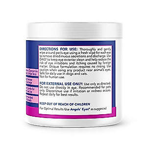 Angels’ Eyes Gentle Tear Stain Wipes for Dogs and Cats | 100 ct Presoaked & Textured Eye & Face Wipes | Remove Discharge & Mucus Secretions