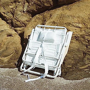 Business & Pleasure Co. Holiday Tommy Chair - Reclining Backpack Beach Chair - Antique White