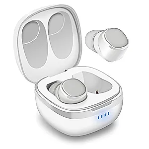 August True Wireless Earbuds EP800 - Bluetooth 5.0 Headphones with Wireless Charging Case IPX6 Waterproof / 25H Playback/Built-in Microphone/DSP Noise Reduction/Stereo Sound Earphones White