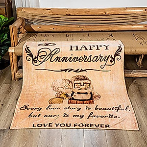 BLAMEZI Wedding Anniversary for Her Him Gifts, Personalized Throw Blanket Gift, Anniversary Christmas Valentines for Wife Husband Mom Dad Gifts