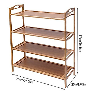 MONIPA Bamboo Shoe Rack Organizer for Entryway, 4 Tier Free Standing Shoe Self Storage for Hallway Closet Living Room