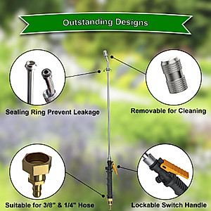 2 Pack 28'' Sprayer Wand Match 3/8'' Hose, Adjustable Nozzle Stainless Steel Replacement Sprayer Wand Built-in Shut off Valve with Hose Quick Connector for Garden, Car Wash, Weed, Lawn