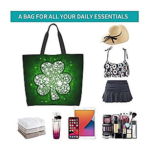 Gelxicu Green Clover Shoulder Tote Bags St Patrick Casual Bag Cute Shoulder Handbags Shopping Bags