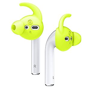 elago Earbuds Hook Cover Compatible with Apple AirPods 2 & 1 or EarPods Ergonomic Design, Durable Construction, Full Access [4 Pairs: 2 Large + 2 Small] (Neon Yellow)