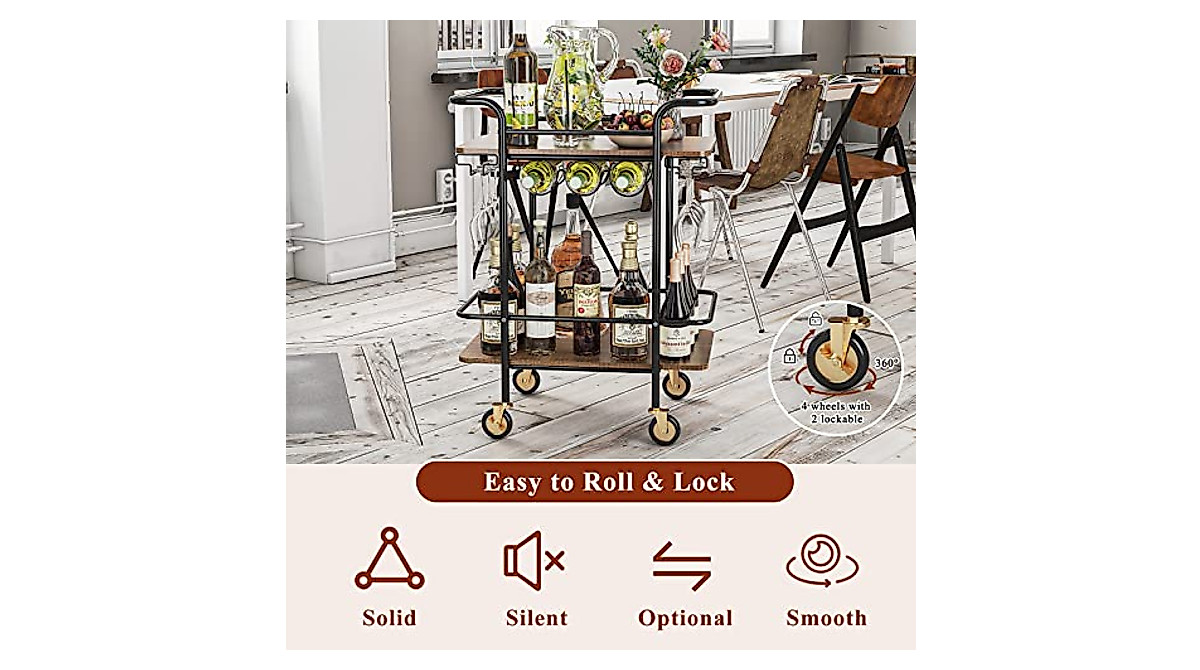 Wisdom Star 2 Tier Bar Cart - Mobile Serving Solution