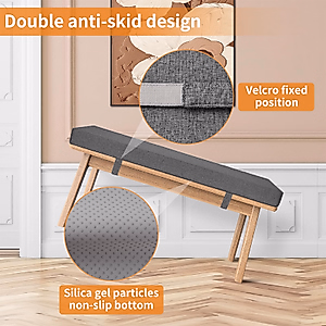 ROFIEJOX Bench Cushion 45 inch - Imitation Linen Fabric, Indoor Outdoor Long Seat Furniture, High-Density Foam, Non-Slip Design for Window Patio Garden, (45x18x3) Charcoal Gray