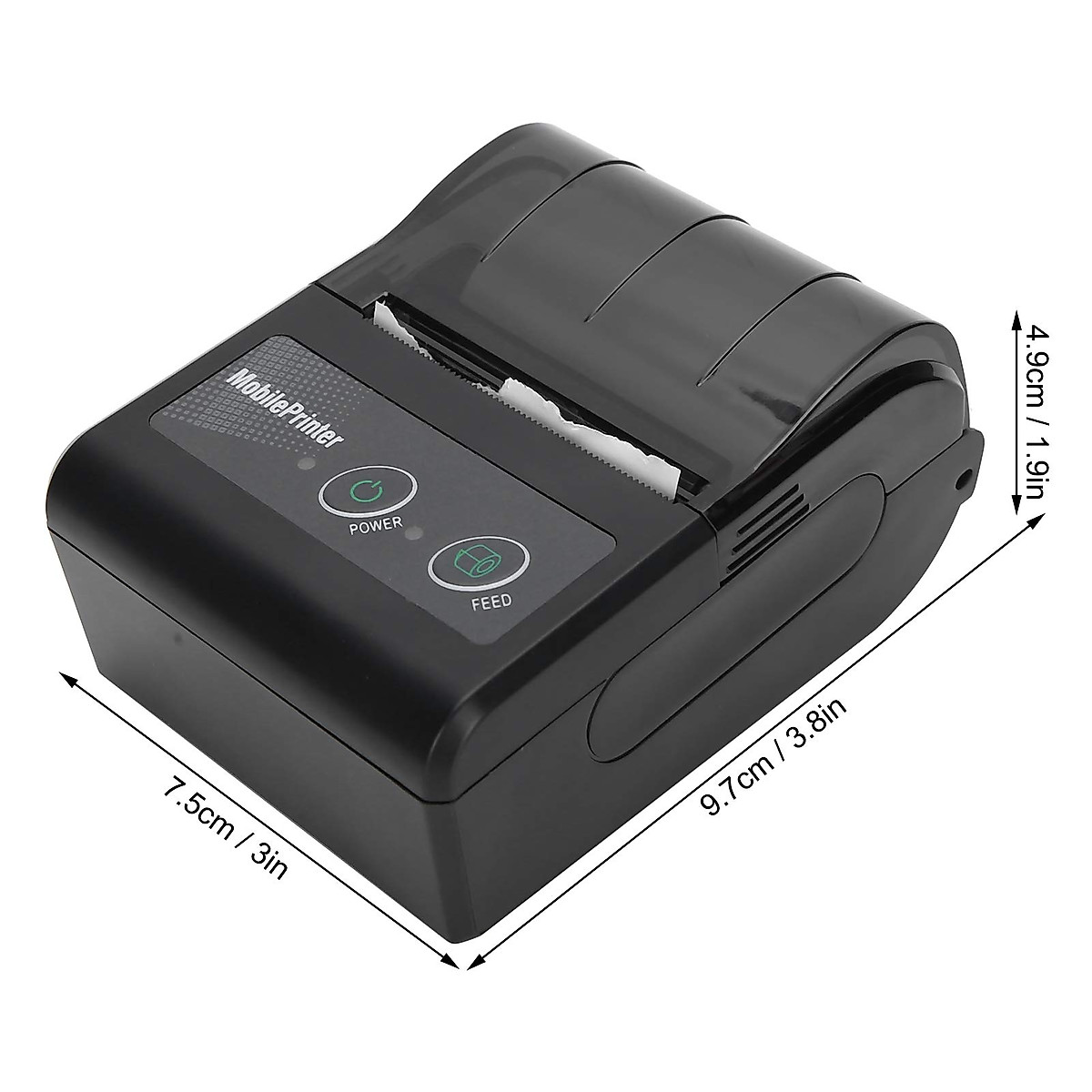 Zerodis Blue Tooth Thermal Receipt Printer Portable Ticket Pass Bill Mini Label Machine for MPT II 200dpi 3 5 inches sec for estaurant Sales Kitchen Retail (US Plug)