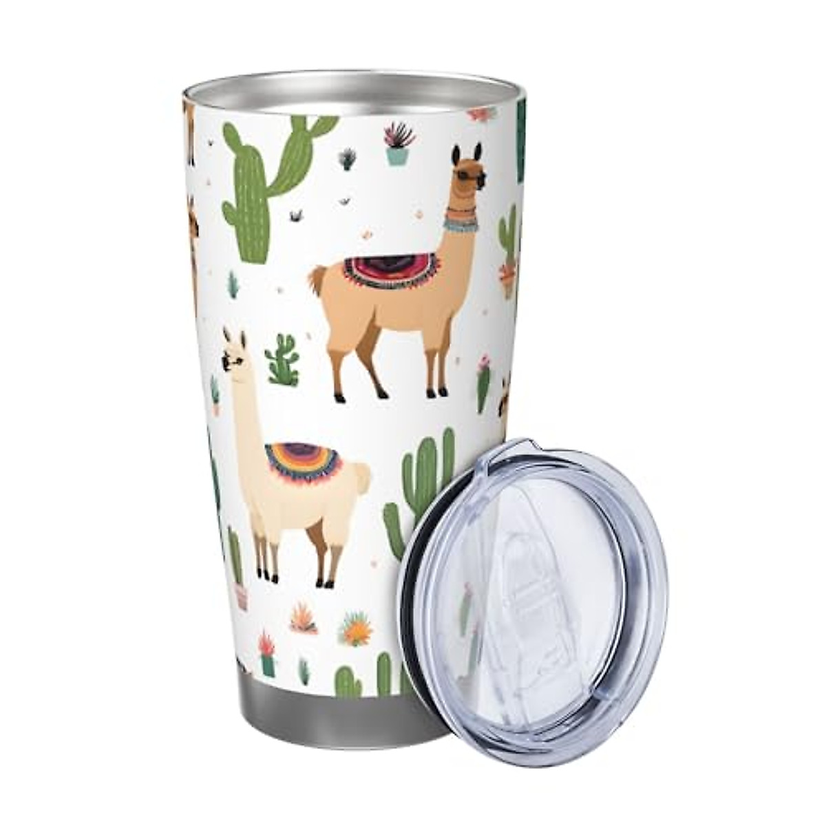 quopvn Alpaca Llama Print 20oz Car Cup Ps Material Lid, Perfect For Hot & Cold Drinks