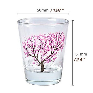 APROFAMILY Emotional Korean Soju Glass Cup with Changing Cherry Blossom Color 4pcs Set Whiskey, tequila, sake, and other alcoholic beverages are available (SOJU(4PCS))