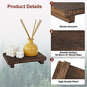 Wood Riser Tray Soap, Stand Soap Tray for Kitchen Sink, Farmhouse Wooded Tray,Rustic Bathroom Dishes for Plant Bottles Candles Display (Brown)