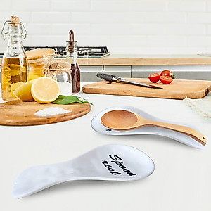 JANEAST Ceramic Spoon Rest For Kitchen Counter,Spoon Holder for Stove Top，perfect size for Cooking, Ladles, Tong, Coffee Spoon Rest, Heat-Resistant Cooking Utensil Rest, Counter Protection (large)