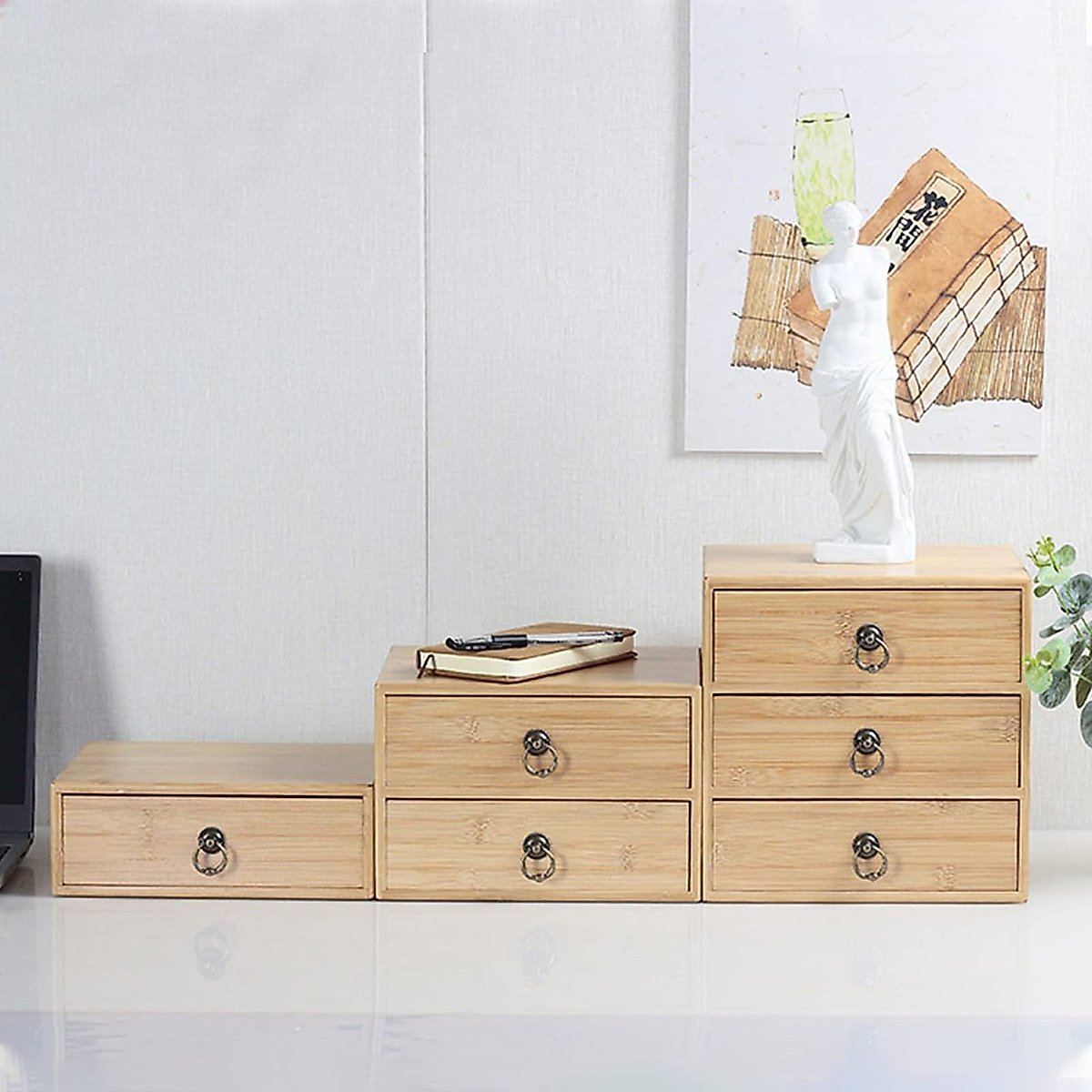 Desktop Storage Box With Drawers - Desktop File Cabinet Organizers, Multi-Layer Drawer Storage Box, Solid Wood Flat File Cabinet, A4 Treatment Storage Cabinet For Home Desktop Office ( Size : 3 layer