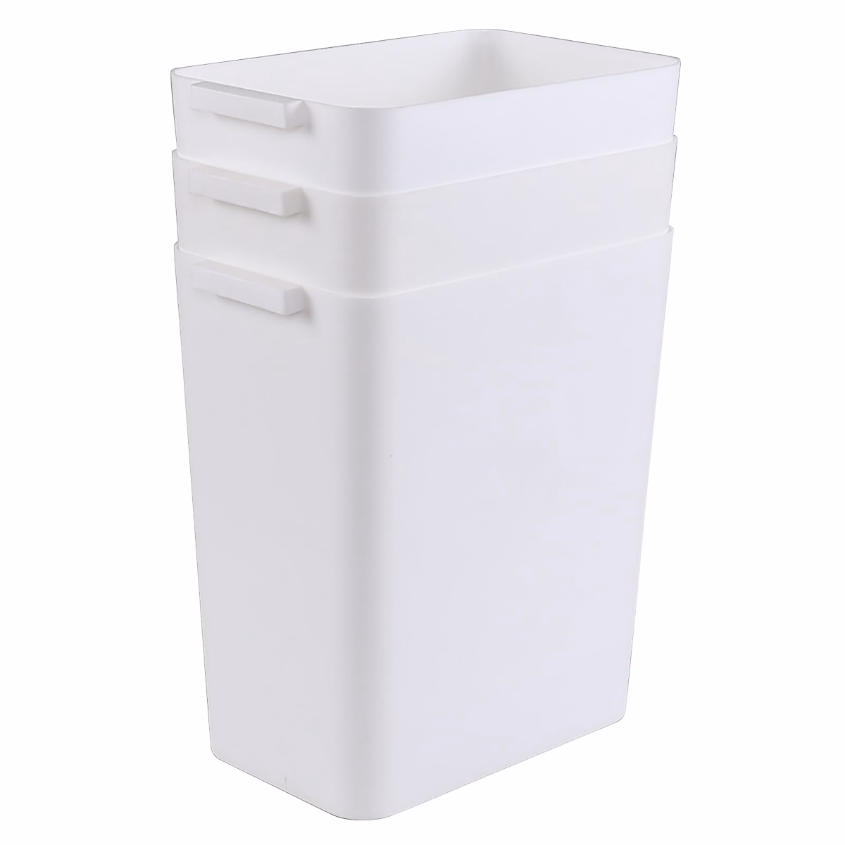 Zerdyne 3 Pack Plastic Rectangular Wastebasket for Kitchen, Bathroom, 4.5 Gallon Small Office Trash Can, White