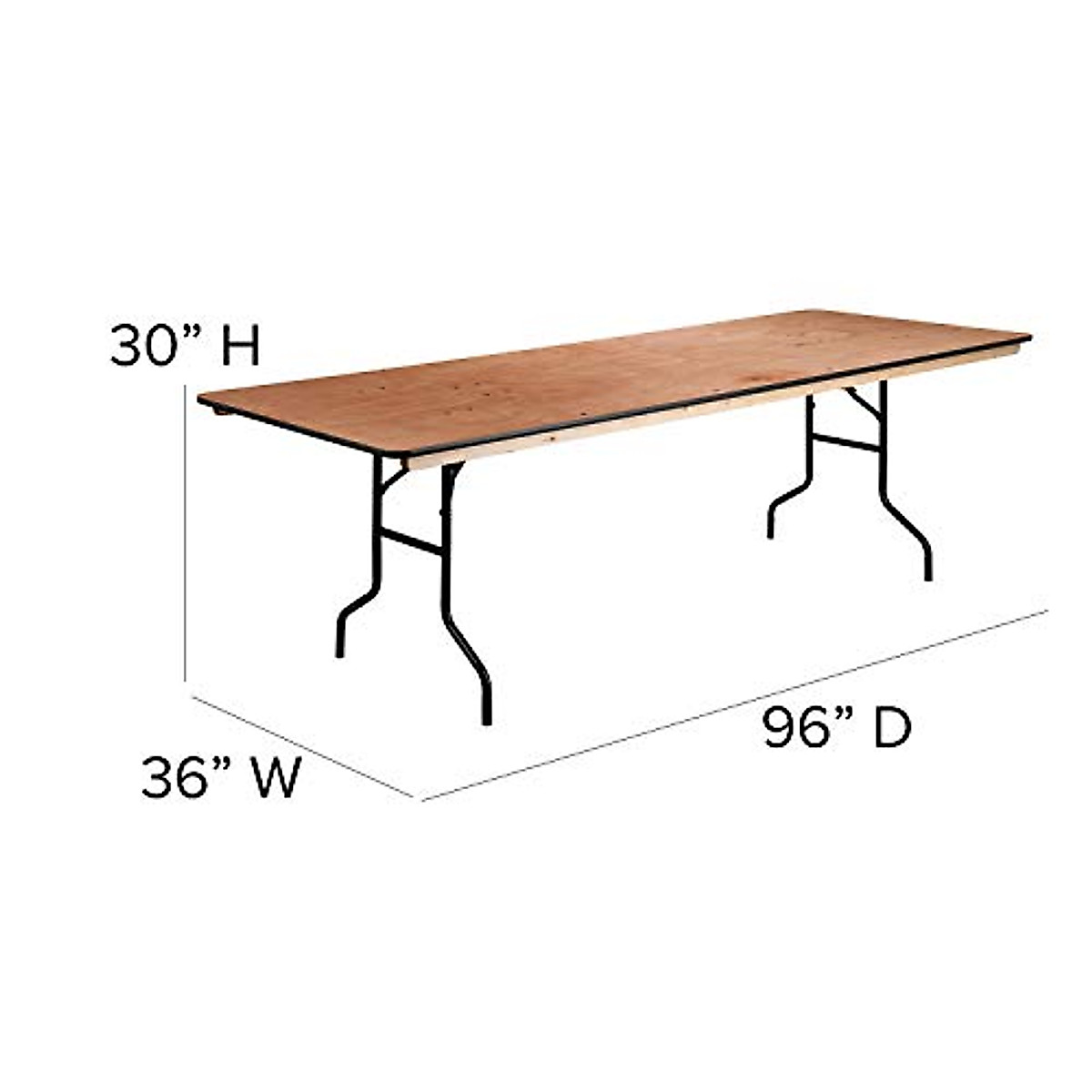 Flash Furniture 8-Foot Rectangular Wood Folding Banquet Table with Clear Coated Finished Top