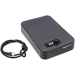 Amazon Basics Portable Security Case Lock Box Safe, Combination Lock, Large, Black