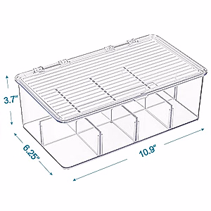 2 Pack Stackable Tea Bag Organizer, Vtopmart Plastic Tea Storage Box for Kitchen Pantry Cabinets and Countertops, Holder for Tea Bags, Coffee, Sugar Packets, Small Packets