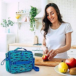 Bentgo Prints Insulated Lunch Bag Set With Kids Bento-Style Lunch Box (Shark)