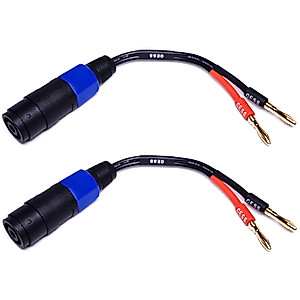 CNCESS CESS-004 Banana Plug to Female Speakon Speaker Adapter Cable 12AWG - 2 Pack (4mm Banana)