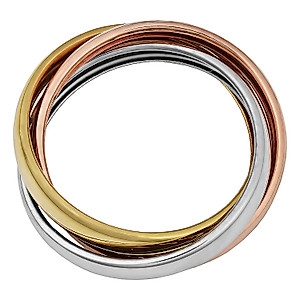 Jewelry Affairs 14K Gold Trinity Tri-Color Hollow Rolling Ring, Size 8