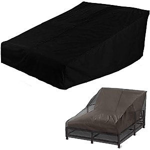 Skyour Weatherproof 2-Person Double Wide Outdoor Patio Rattan Daybed Sofa Recliner Chaise Lounge Protective Dust Furniture Cover 82in 1PCS