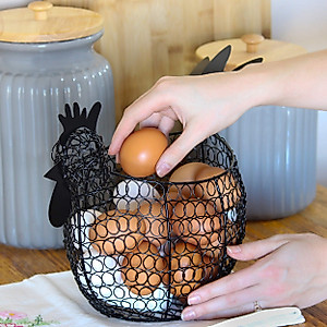 Rural365 Black Metal Chicken Egg Basket - Egg Basket for Gathering Fresh Eggs - Rustic Decor Chicken Basket Egg Holder