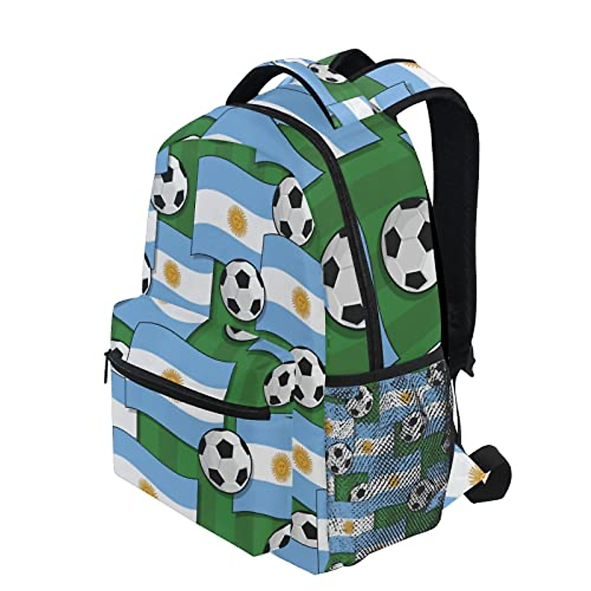 Krafig Argentina Flags and Soccer Balls Boys Girls Kids School Backpacks Bookbag, Elementary School Bag Travel Backpack Daypack