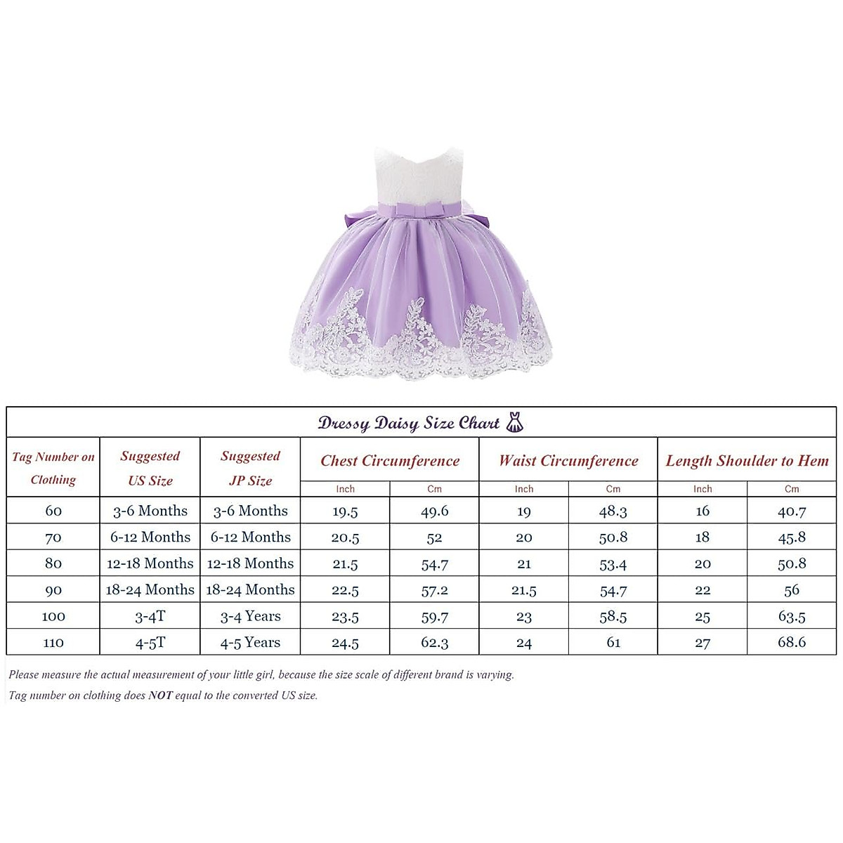 Dressy Daisy Baby Girls Wedding Flower Girl Lace Dress with Headband Special Occasion Pageant Birthday Party Dresses Size 6-12 Months Purple 426