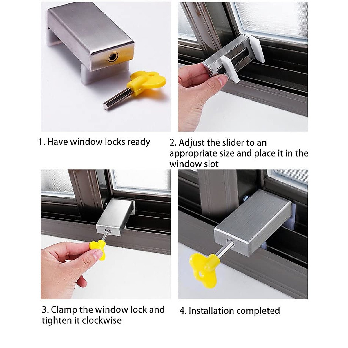 1PCS Door Window Lock Stopper Adjustable Thick Sliding Safety Anti theft, Children Security LockChild Plastic Steel Aluminium Free Rails Limit Window Door Anti Slip