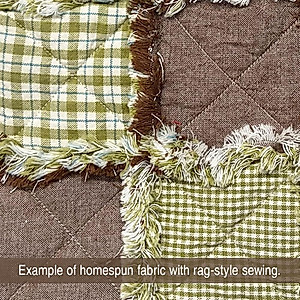 Sage Green 2 Plaid Homespun Cotton Fabric by JCS - Sold by The Yard