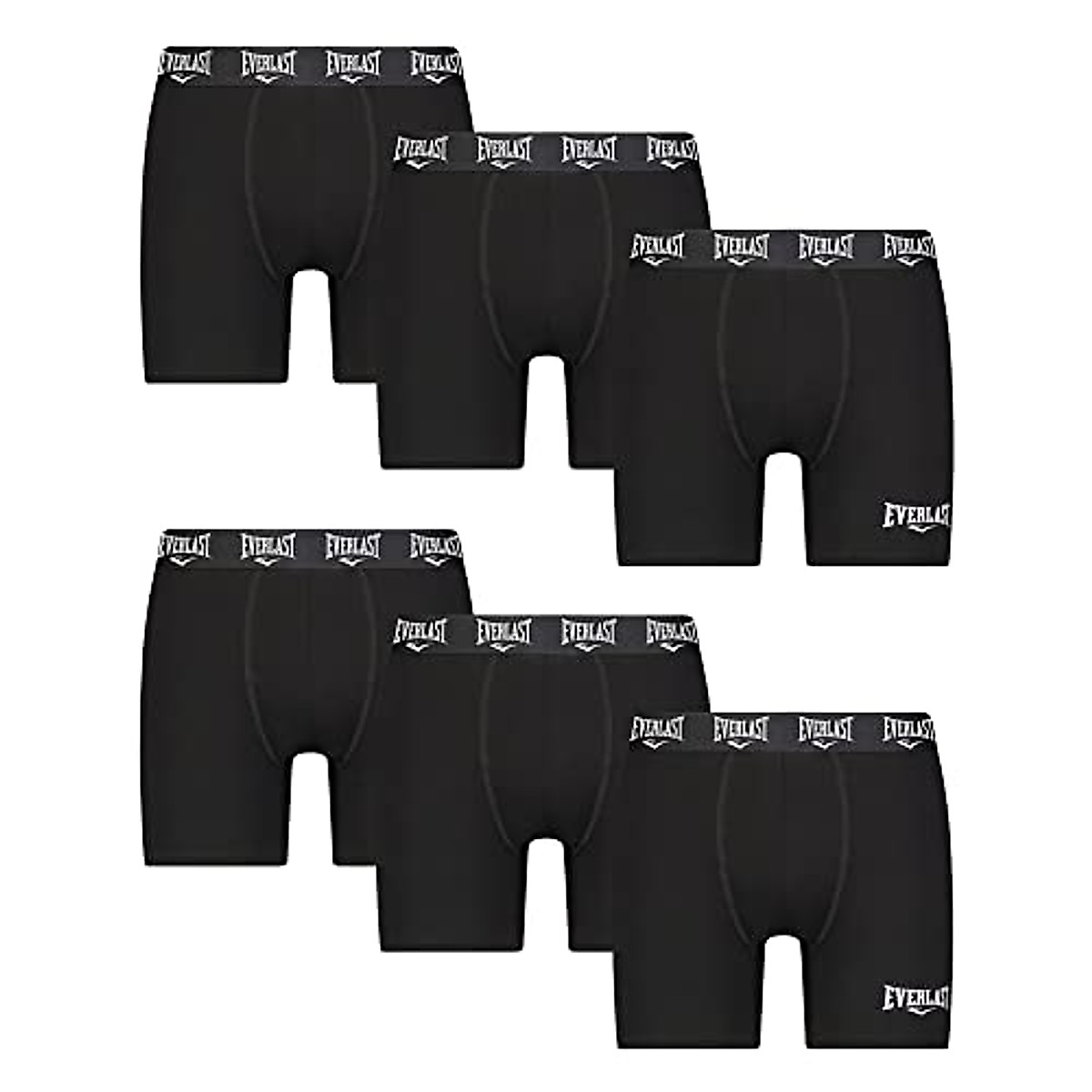 Everlast Cotton Men’s Boxer Brief, Men’s Underwear Boxer Briefs, Soft & Comfortable Waistband, Anti-Chafing (US, Alpha, Medium, Regular, Regular, 6, Black)