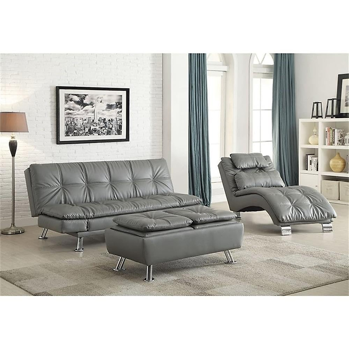 Coaster Home Furnishings Dilleston Tufted Back Upholstered Sofa Bed Grey