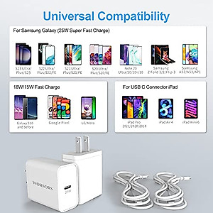 S23 USB C Super Fast Charger, 25W PD Type C Fast Charging Wall Charger Block with 6.6ft Phone Cable for Samsung Galaxy S23 Ultra 5G/S23+/S23/S22/S21/S20/Ultra/Plus/Fe, Note 20/10, A71/A53, Galaxy Tab