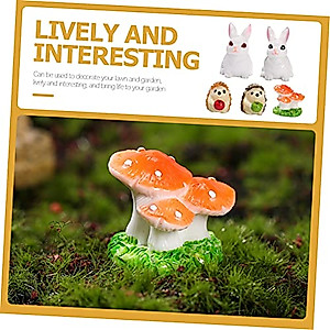Gogogmee 5pcs Micro Landscape Rabbit Mini Resin Animals Resin Mushrooms Ornament Fairy Gardens Supplies Fairy Garden Accessory Spring Figurines Decor Desktop Rabbit Ornament Flowerpot Bunny